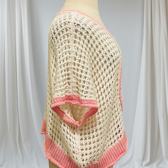 POL | Sweaters | Pol Pink And White Crochet Peace Sign Sweater Sz M ...